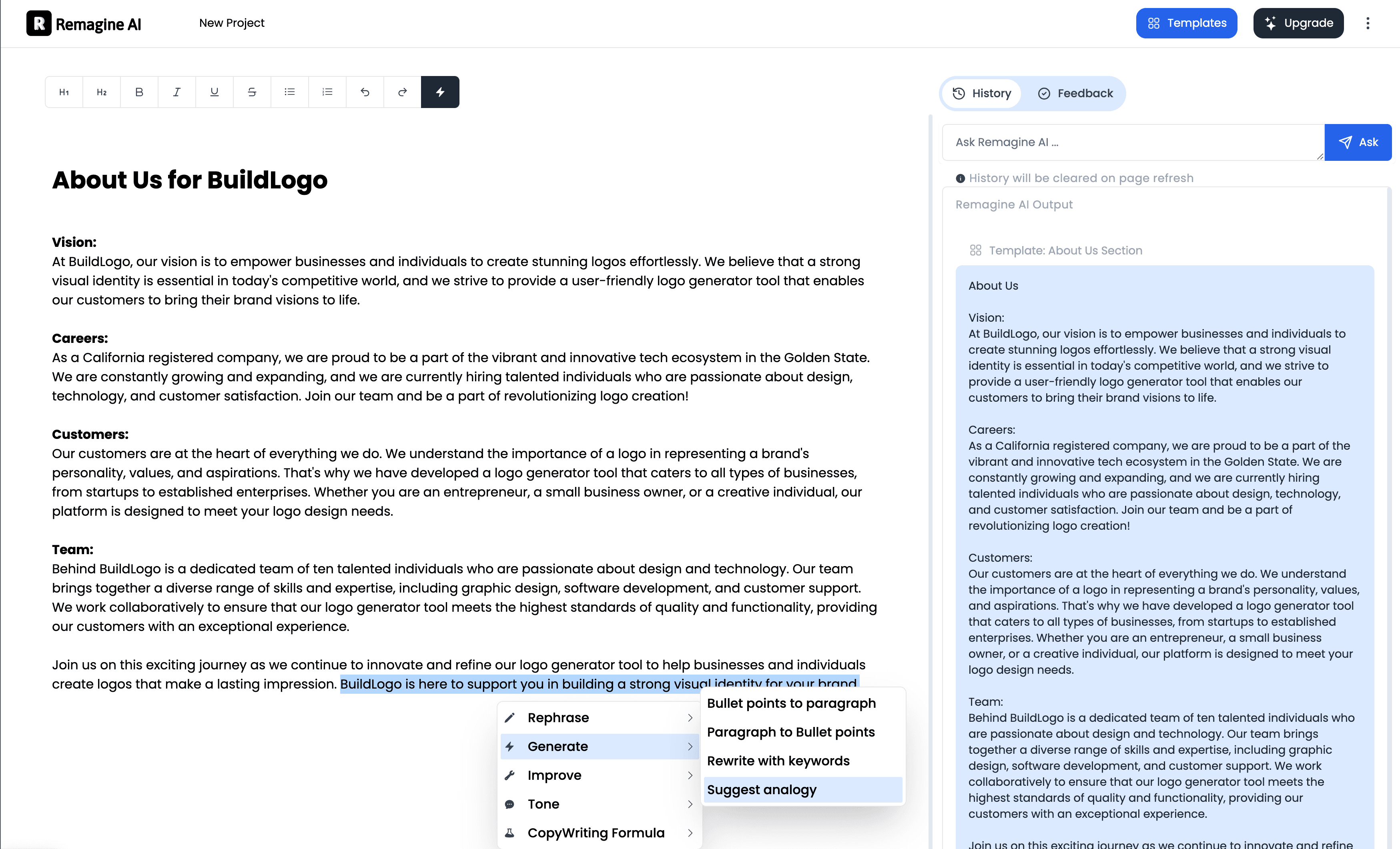 About Us Generator | AI Powered Website Tool